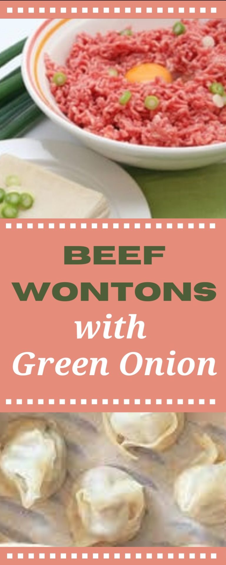 Beef Wontons with Green Onion | Ginger Ground Beef Wontons